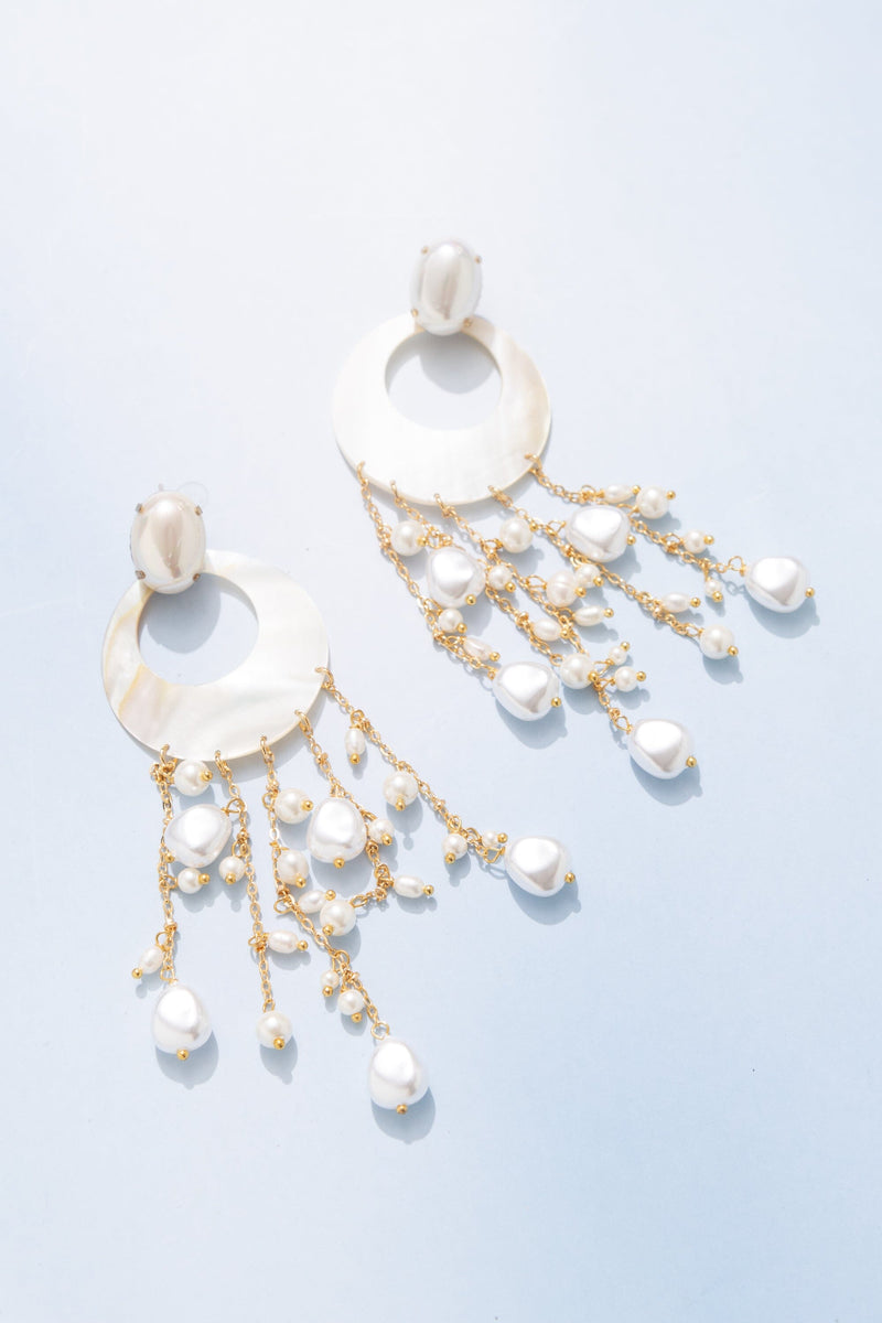 Sphere Shell Pearl Waterfall Earrings – Nakamol
